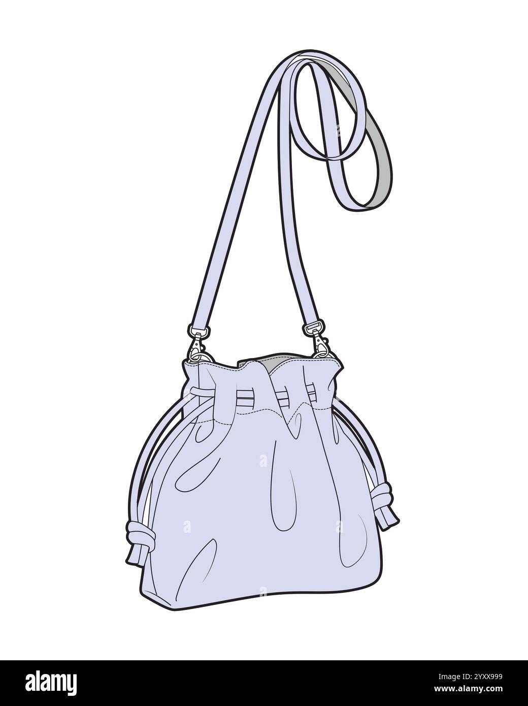 Bucket bag technical flat sketch vector mockup template Stock Vector ...