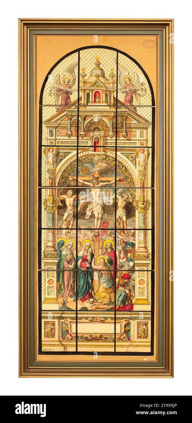 Design for a Stained-Glass Window with the Crucifixion by Frans Nicolas ...