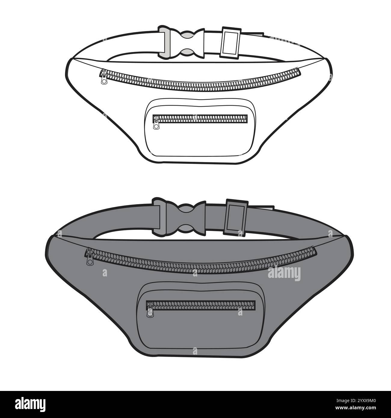 Bum bag technical line drawing vector mockup template Stock Vector ...