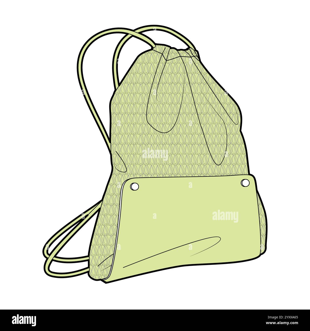 String backpack technical flat drawing vector mockup template Stock ...
