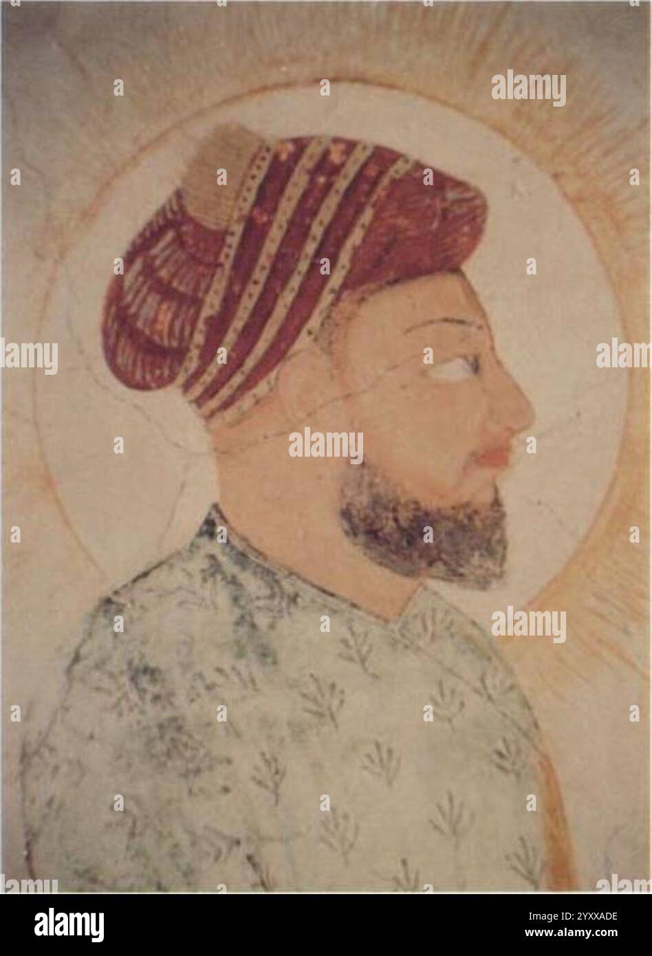 Detail of a mural depicting Guru Ram Das from the Bhai Bahlo Darwaza of ...