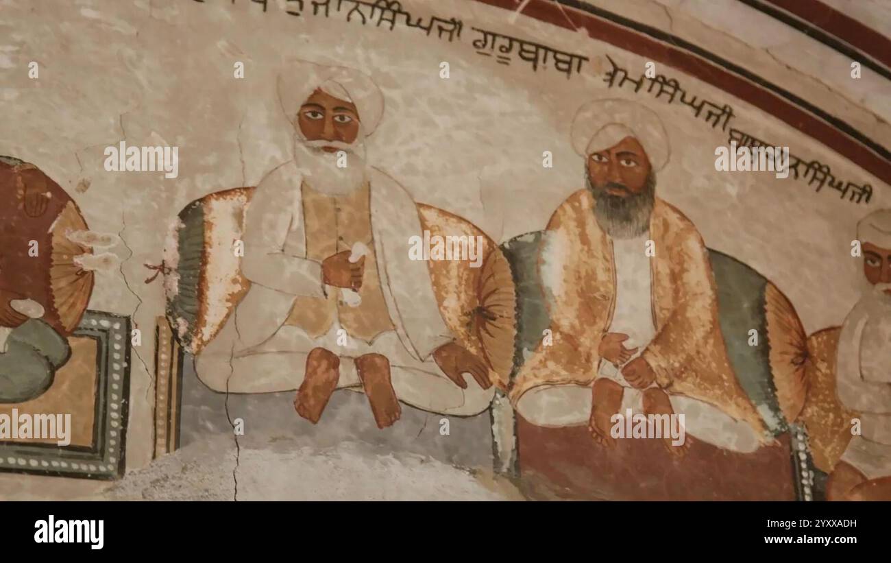 Detail of a mural of the spiritual lineage and associates of Baba Bir ...