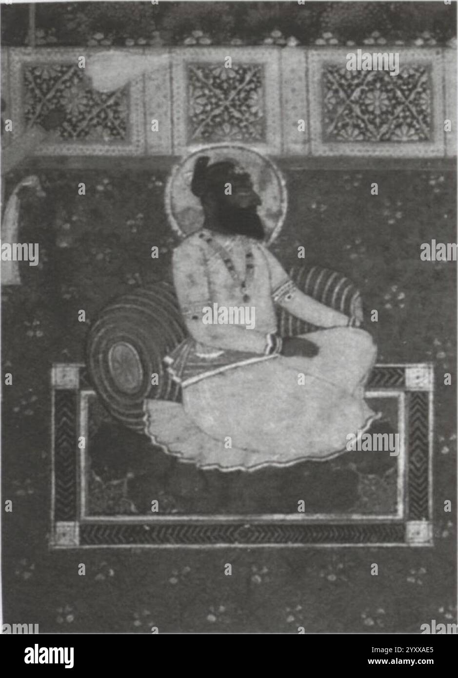 Detail of a mural of Sahib Singh of Patiala State from the Sheesh Mahal ...