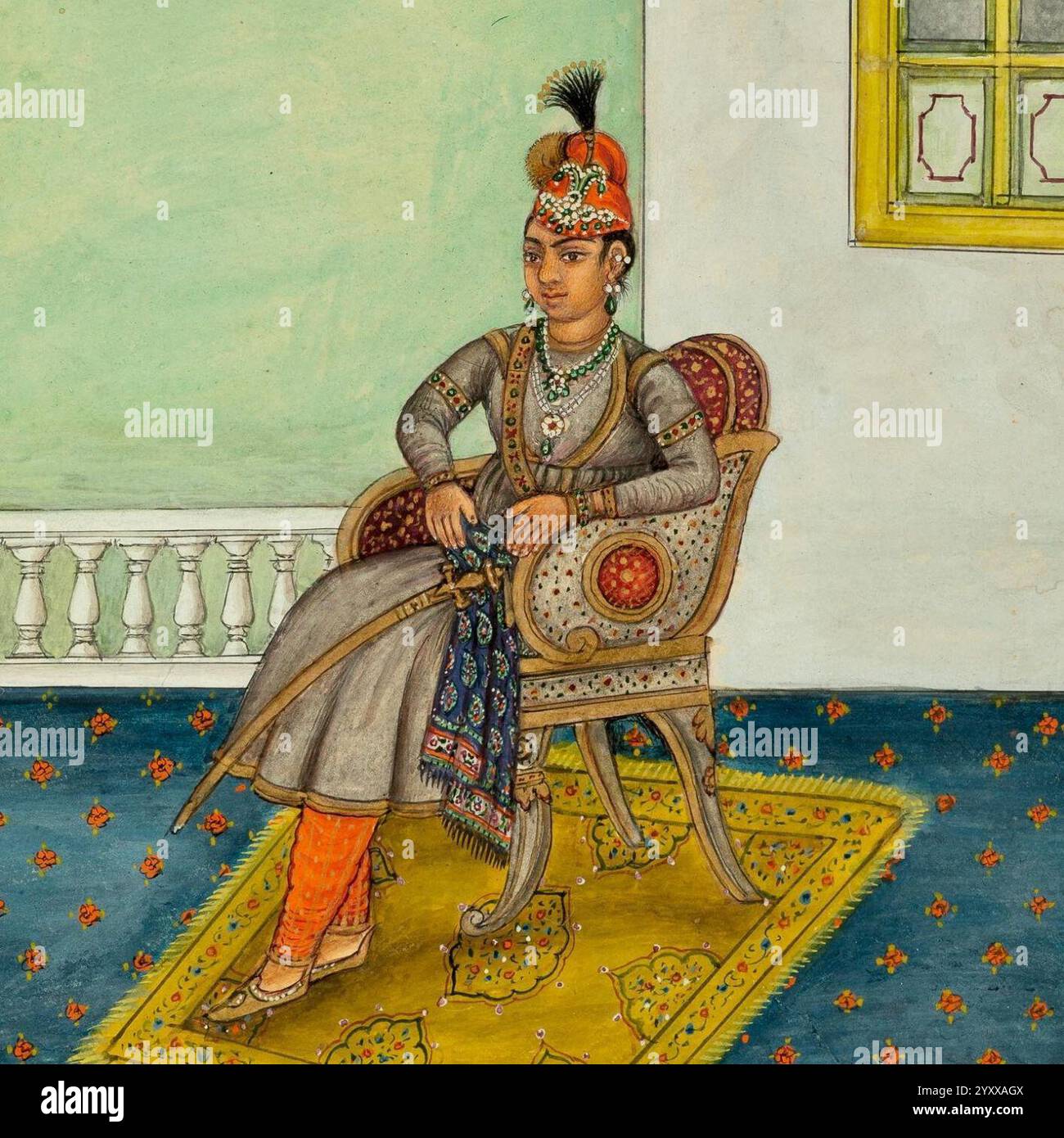 Detail of a painting of Sangat Singh of Jind State, from the Tazkirat ...