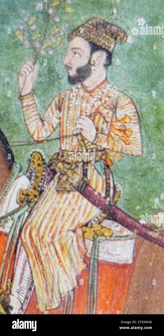 Detail of an equestrian painting of Guru Har Rai Stock Photo - Alamy