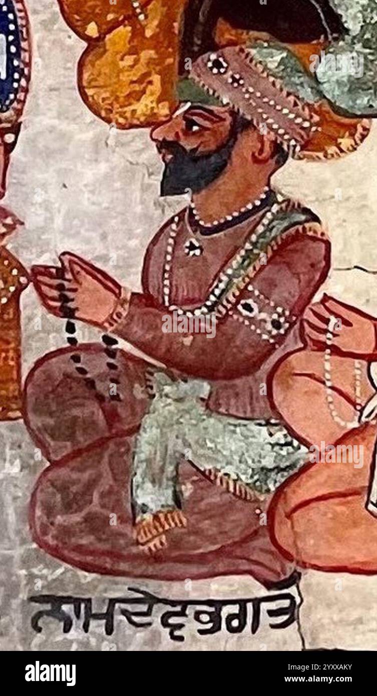 Detail of Bhagat Namdev from a fresco depicting Guru Arjan meeting the ...