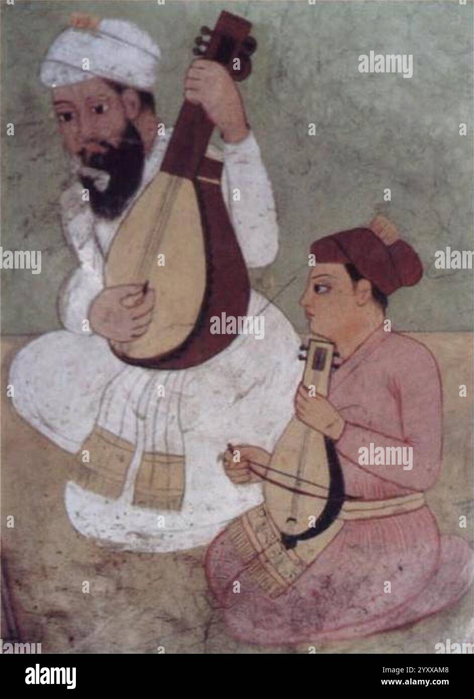 Detail of Bhai Mardana and Bhai Bala from a mural depicting Guru Nanak ...