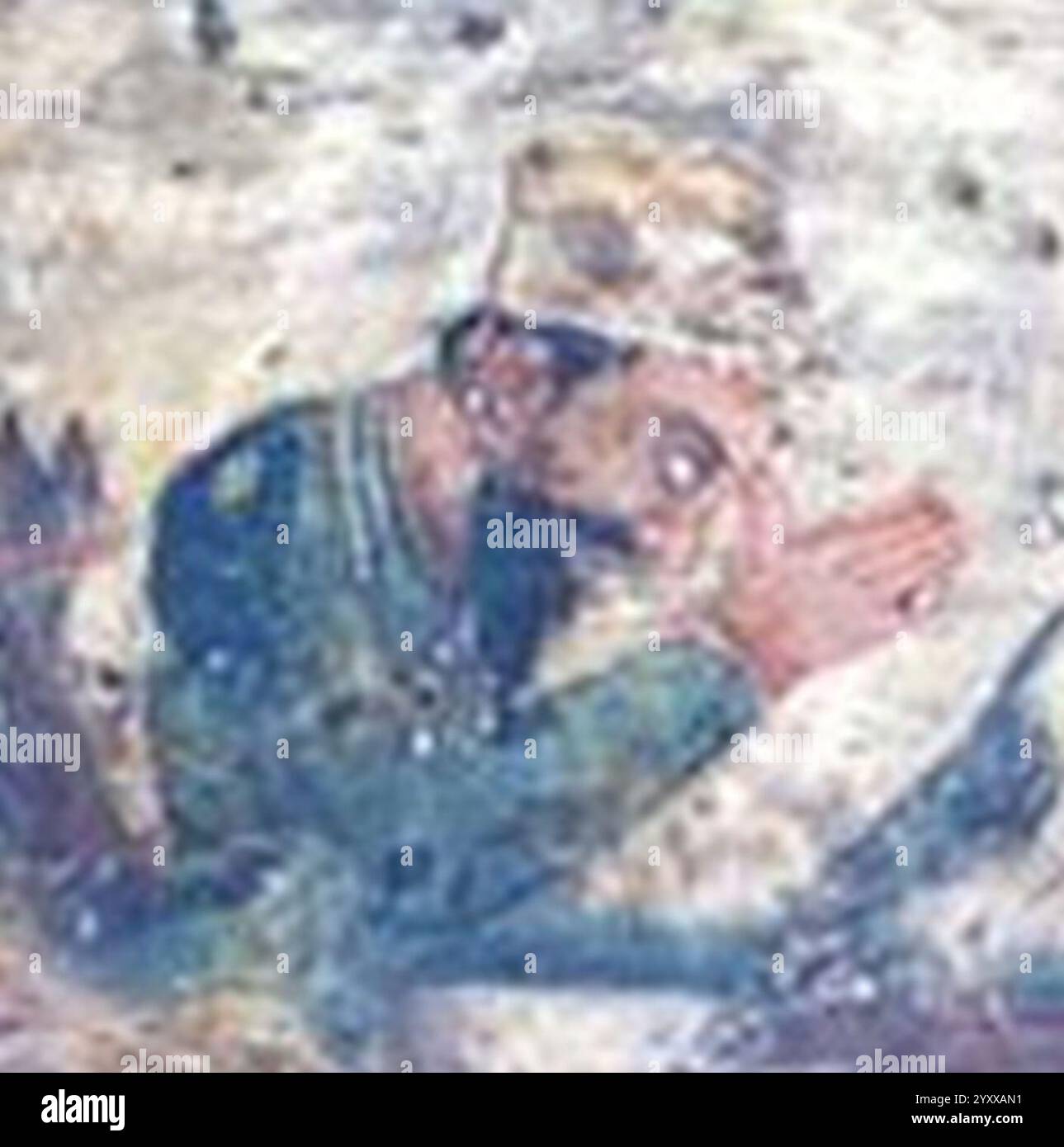 Detail of Bhai Bidhi Chand from a fresco from the original Akal Takht ...