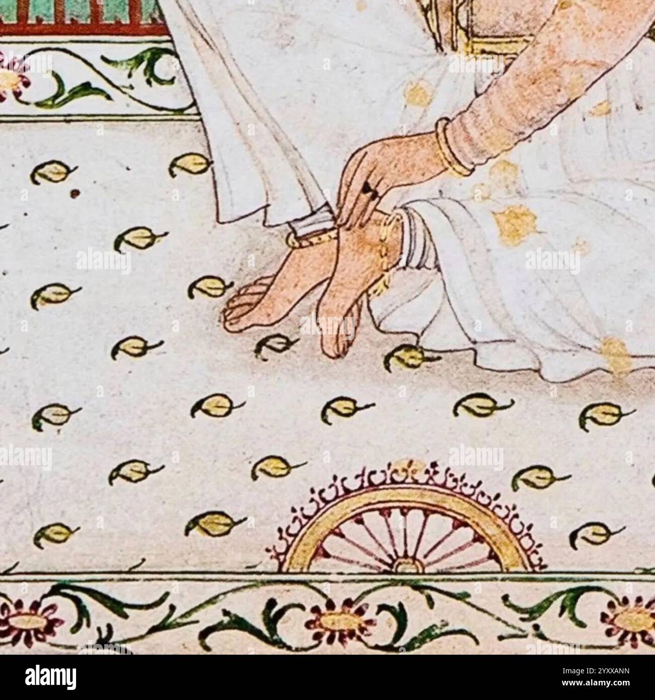 Detail of Guru Gobind Singh's feet, from a contemporary painting of ...