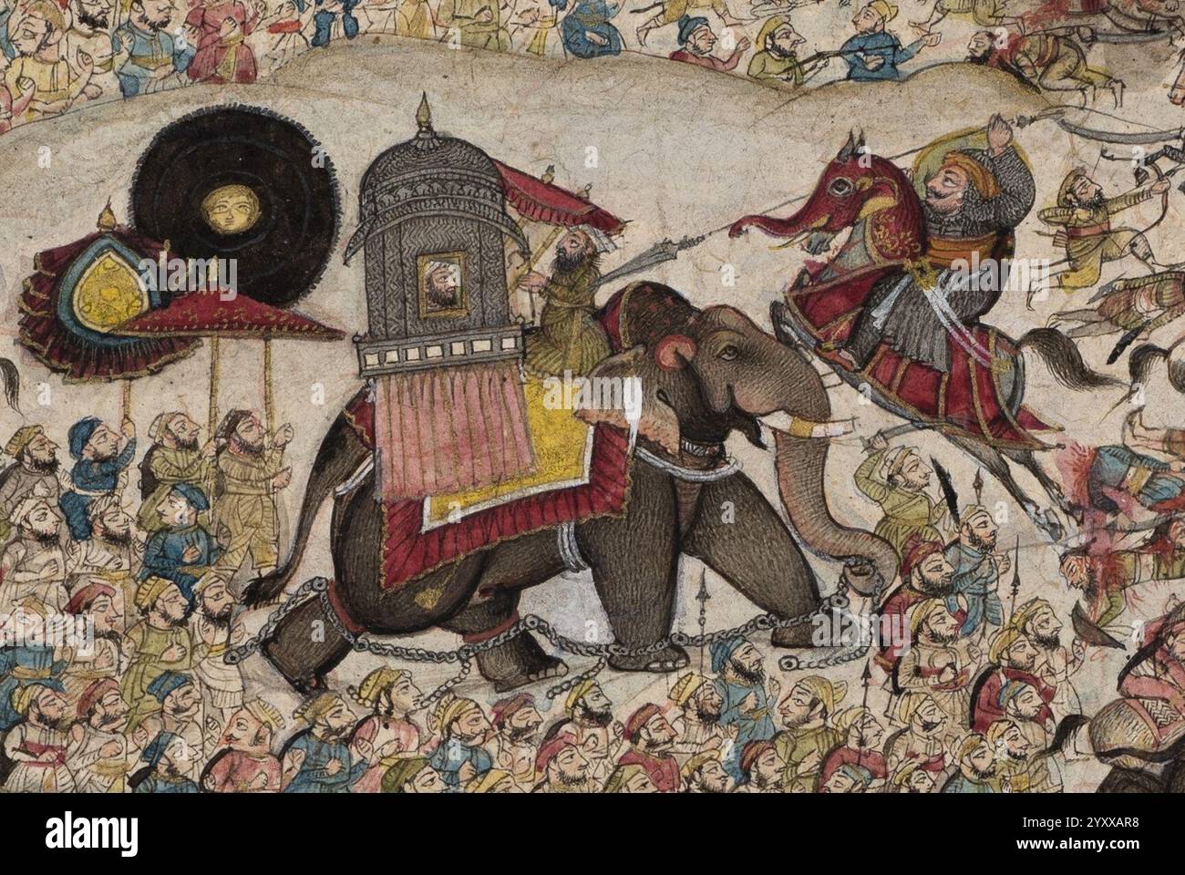 Detail of Maharana Pratap Singh of Mewar directly attacking Man Singh ...