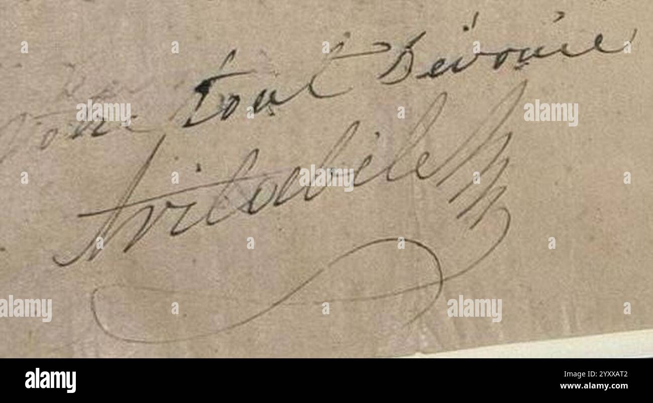 Detail of Paolo Avitabile's signature, from a letter written in Persian ...