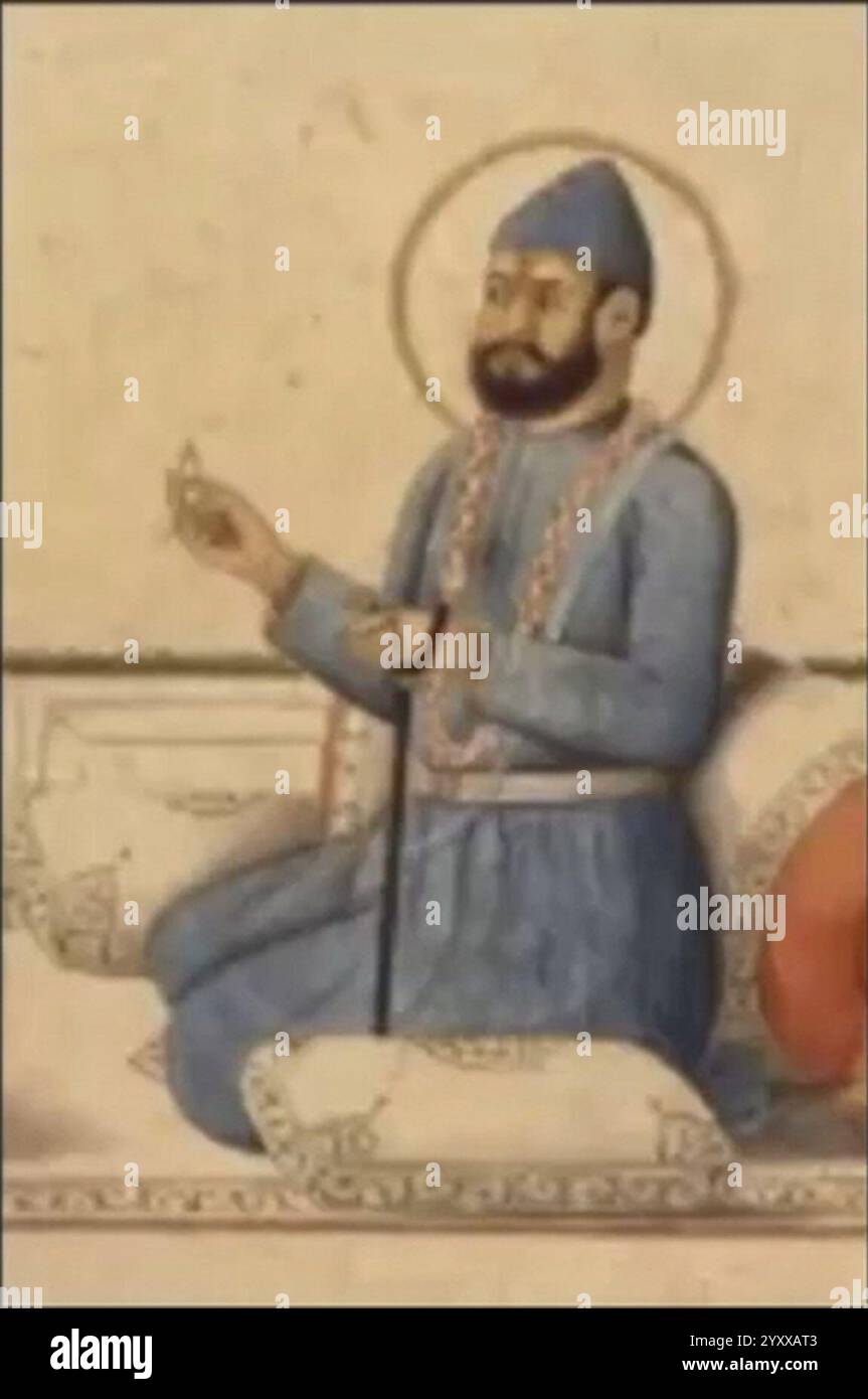 Detail of Guru Nanak from a miniature painting of Guru Nanak and Bhai ...
