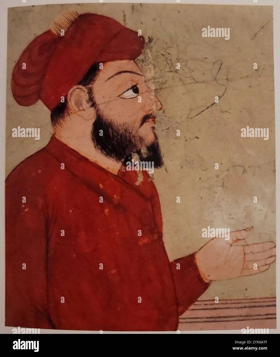 Detail of Ram Rai from a mural depicting Guru Nanak and Ram Rai ...