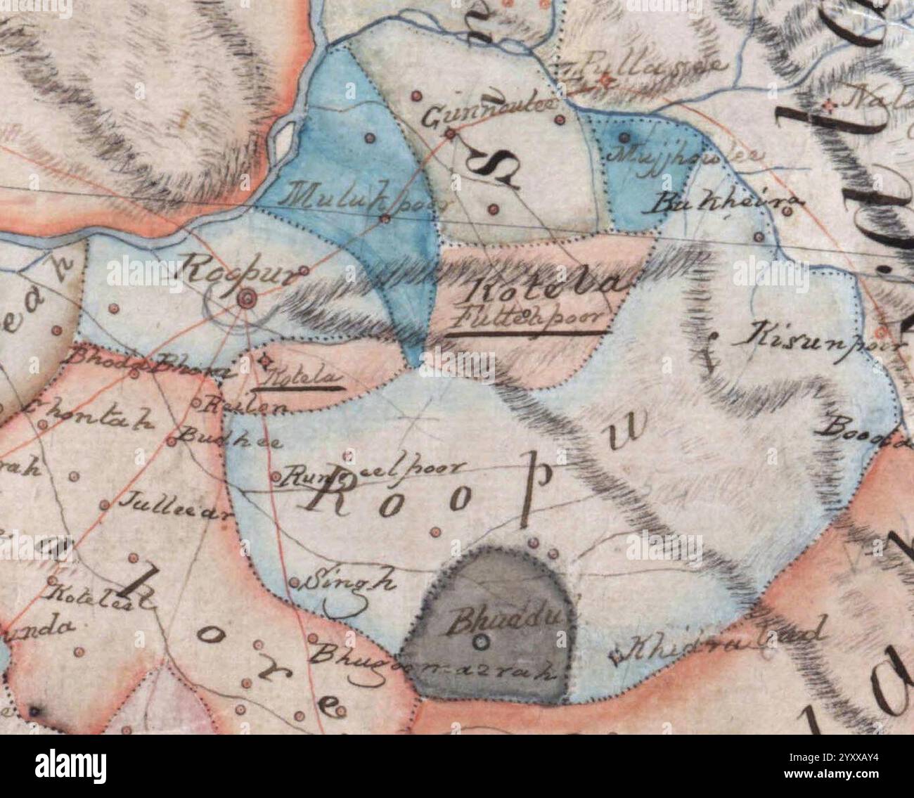 Detail of the main tracts of territory of Ropar State from a map ...