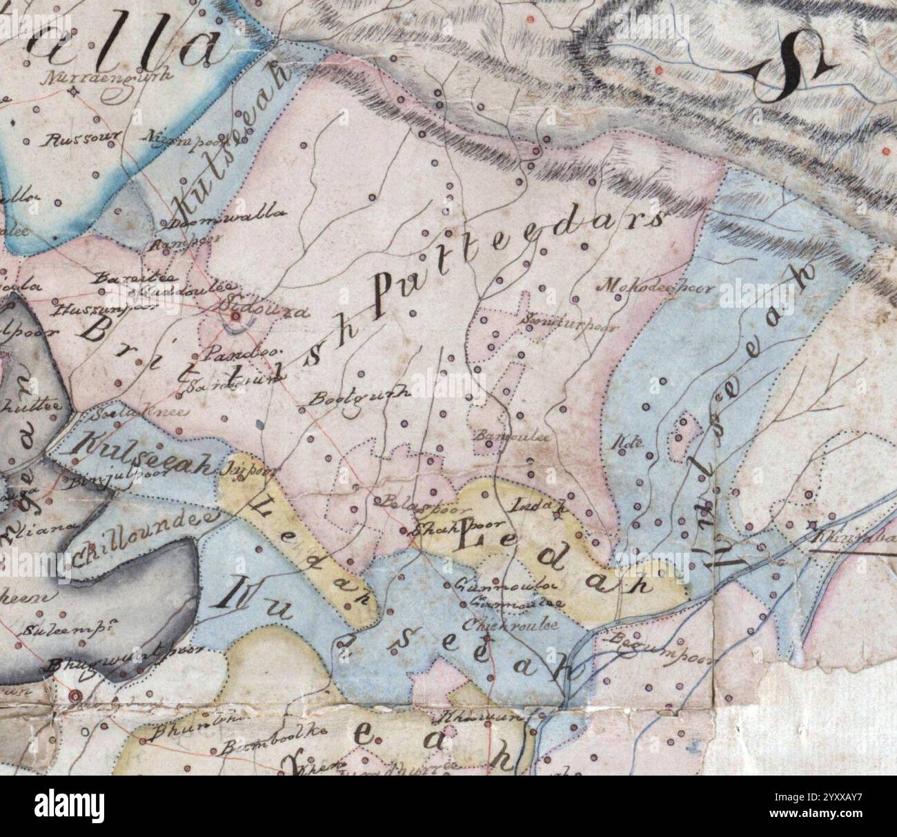 Detail of the main tracts of territory of Kalsia State from a map ...