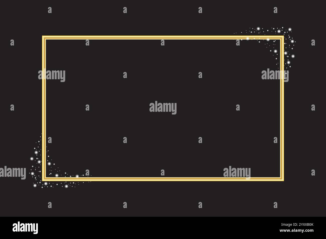 Golden frame illustration. Sparkling gold edges. Black gradient ...