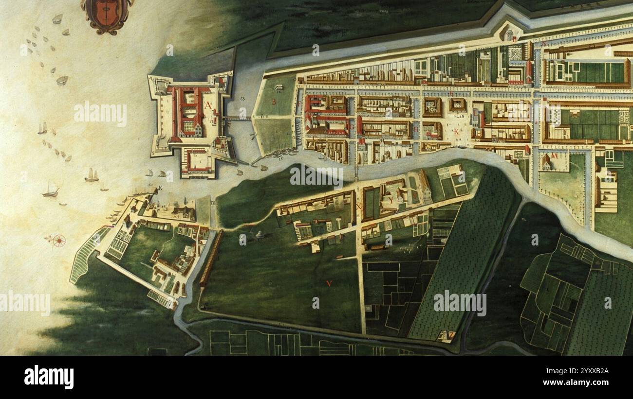 Detail of the map of Batavia in 1627 Stock Photo - Alamy