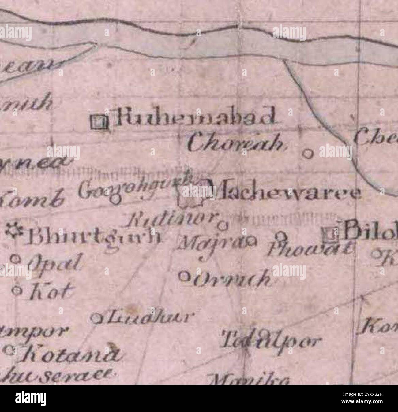Detail of the region of Machhiwara from a map of the country between ...