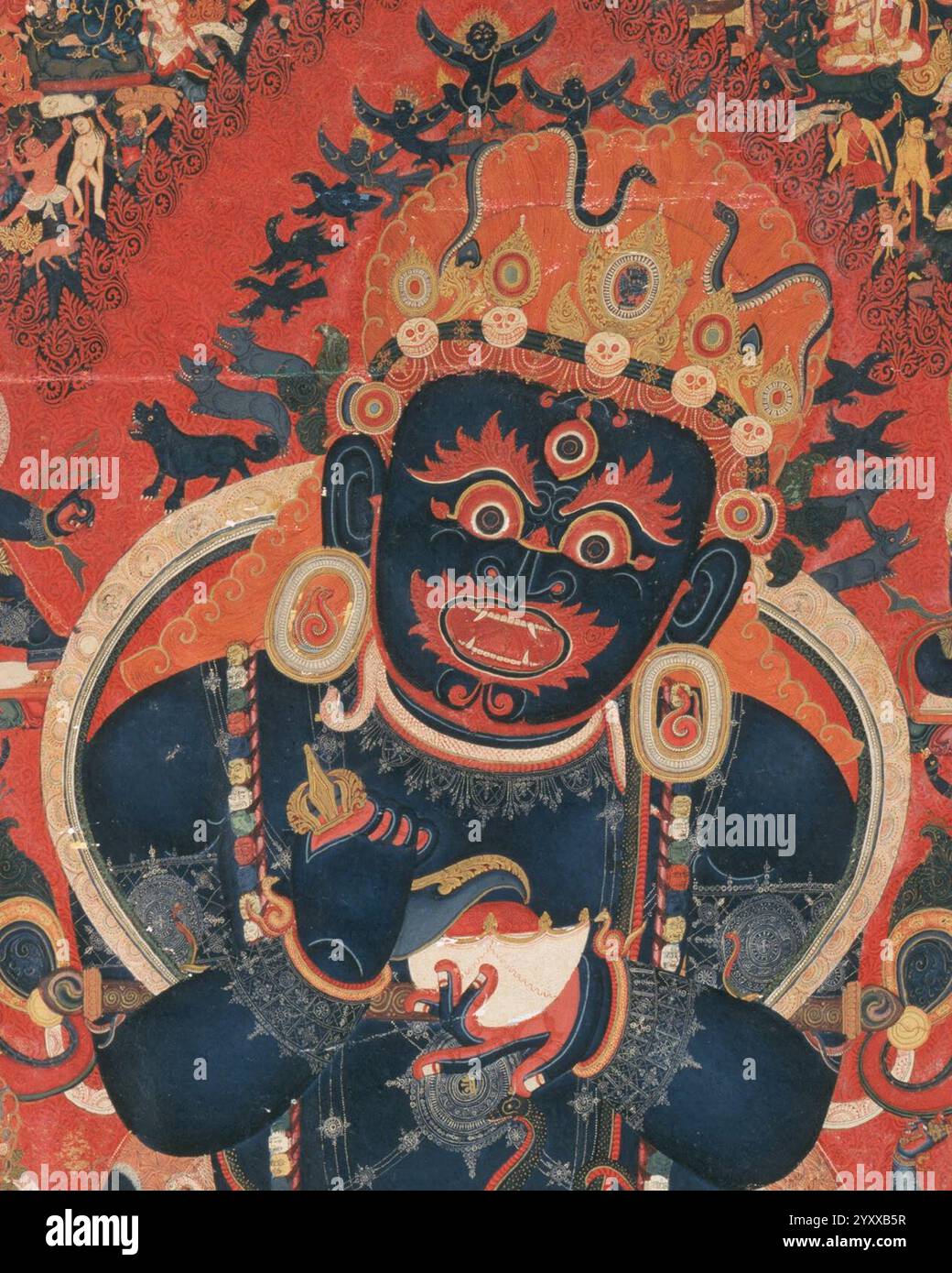 Detail, 15th-century painting from Tibet, Central Tibetan - Mahakala ...