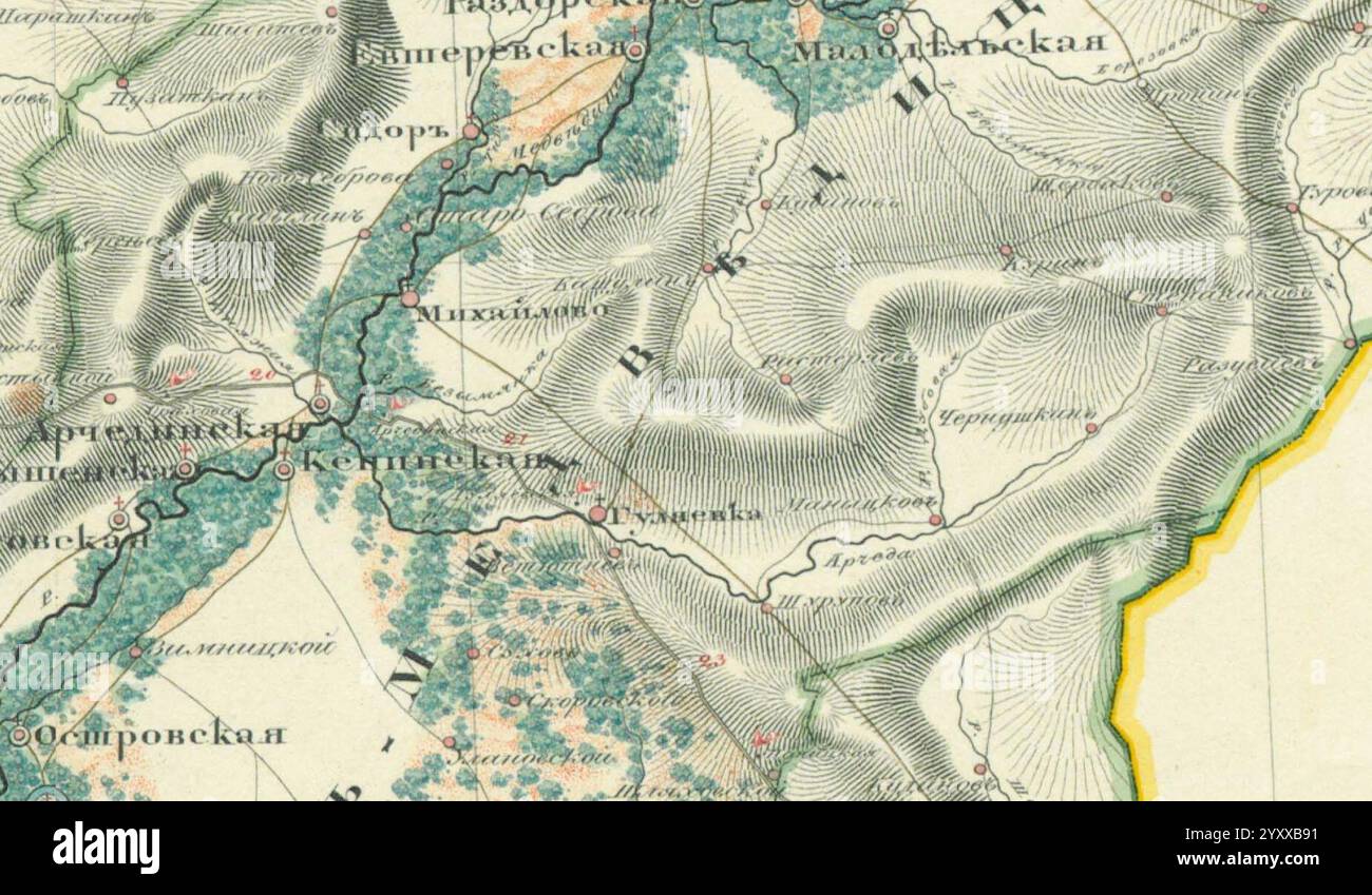 Detailed map of the Don Cossack Host (1833) — Archeda Stock Photo - Alamy