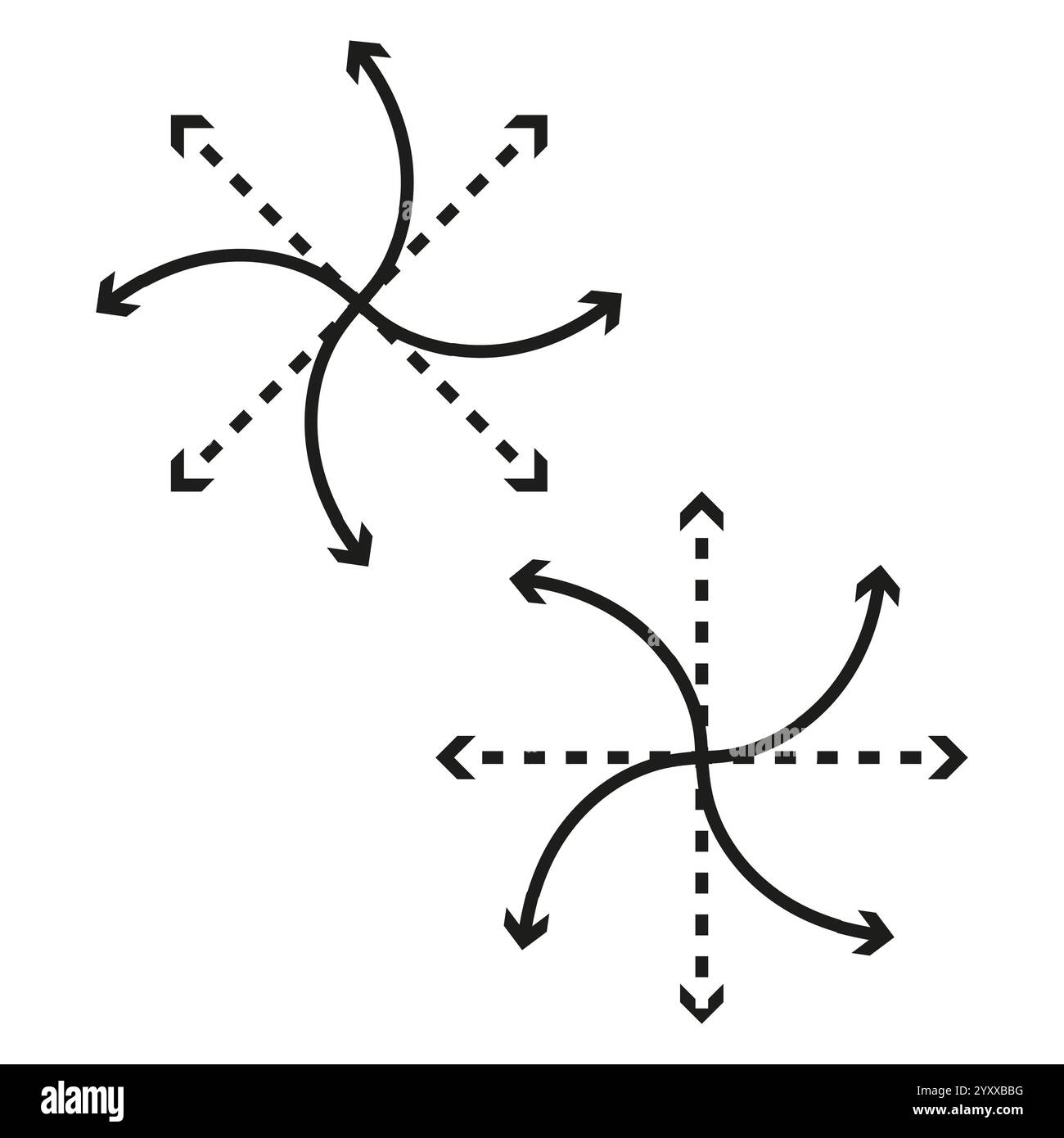 Rotating arrow graphic. Circular motion symbol. Dashed and solid lines. Dynamic vector ...