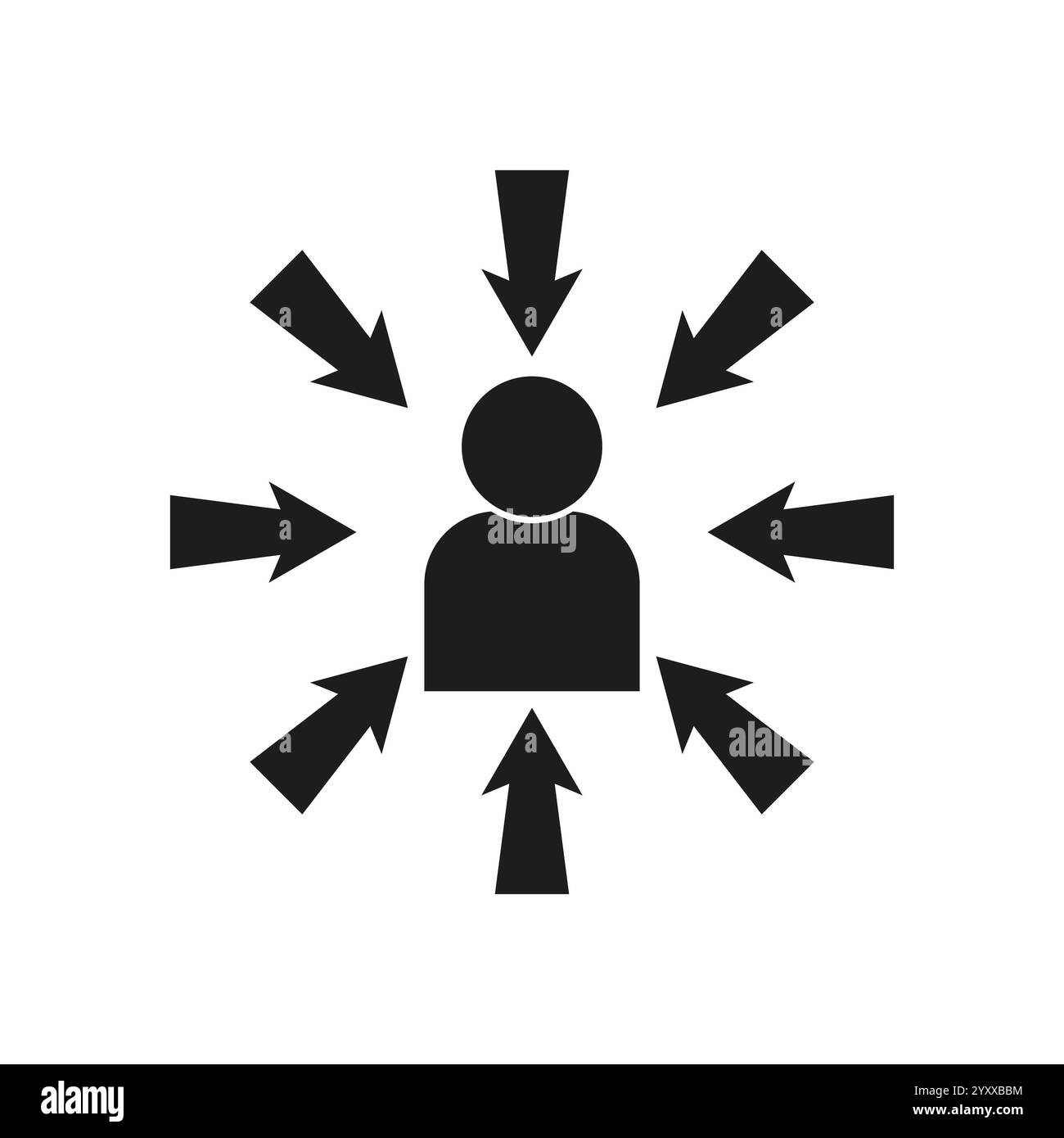 Person icon arrows. Centered individual graphic. Directional vector ...