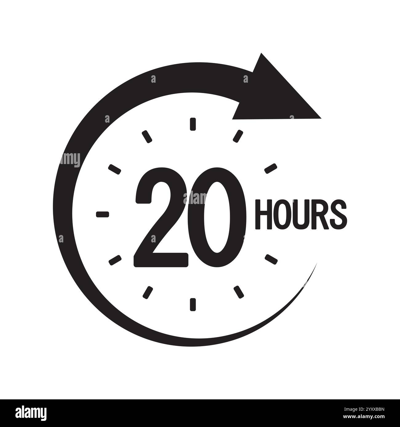 Twenty hours icon. Large number twenty. Circular countdown symbol ...