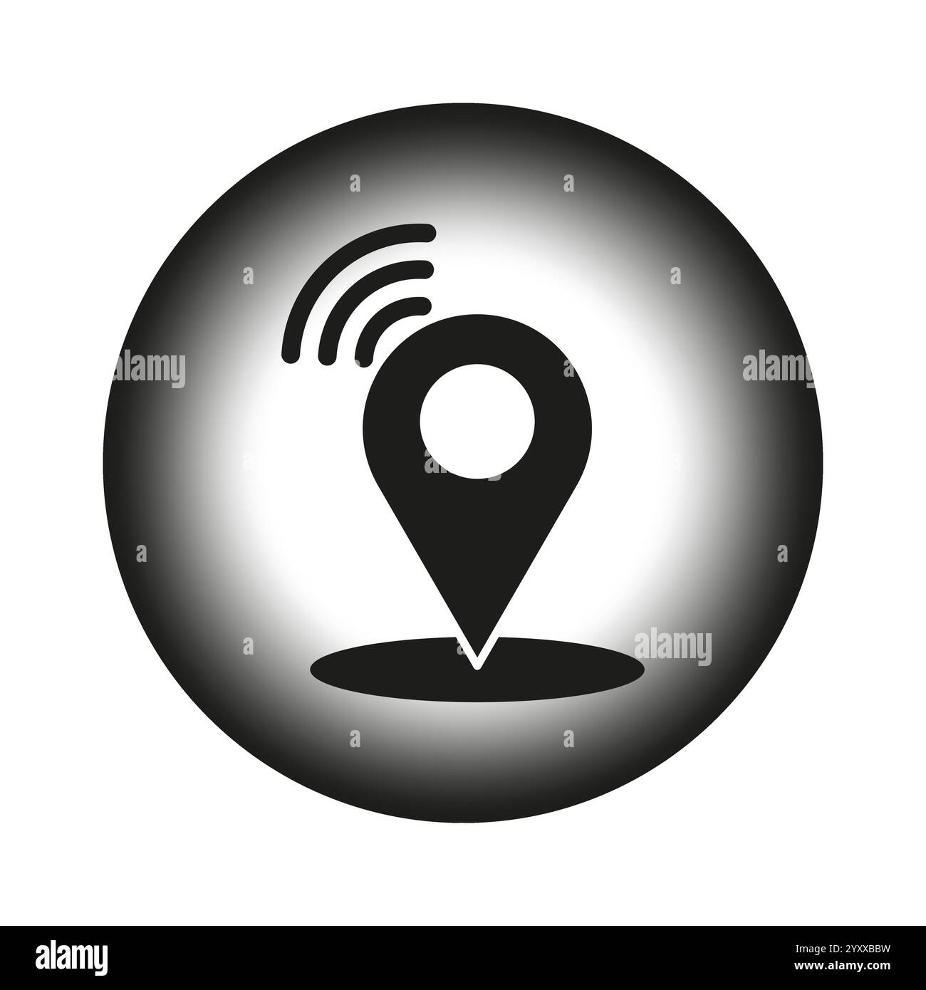 Location pin icon. Wi Fi waves. Navigation black circle. Abstract ...