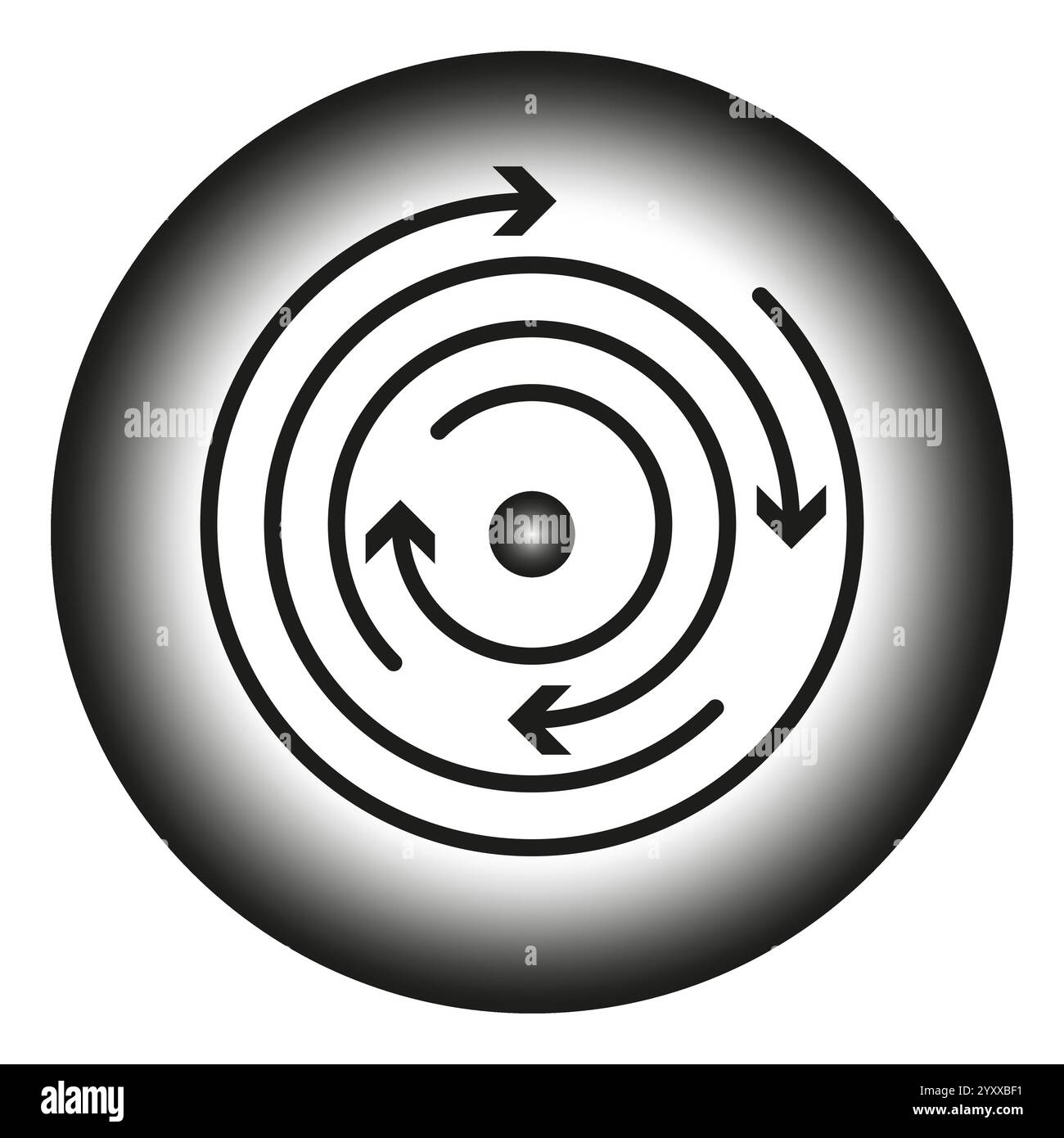 Rotating spiral arrows. Circular motion graphic. Abstract arrow symbol ...