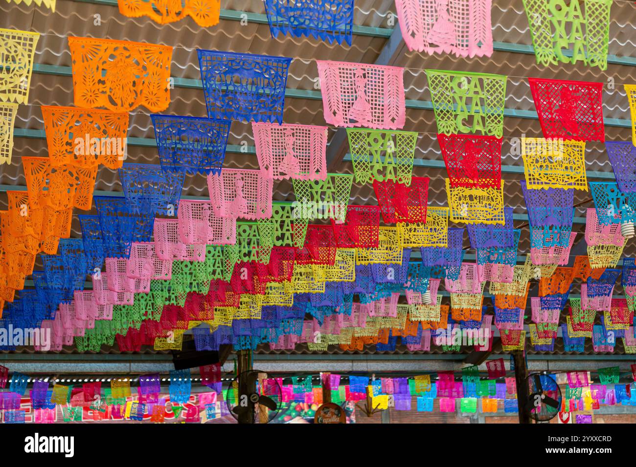 Day of the dead traditional pierced paper flags. Oaxaca, Mexico Stock ...