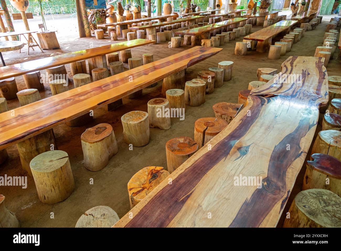 Huge wood tables, Zaachila, Oaxaca, Mexico Stock Photo - Alamy