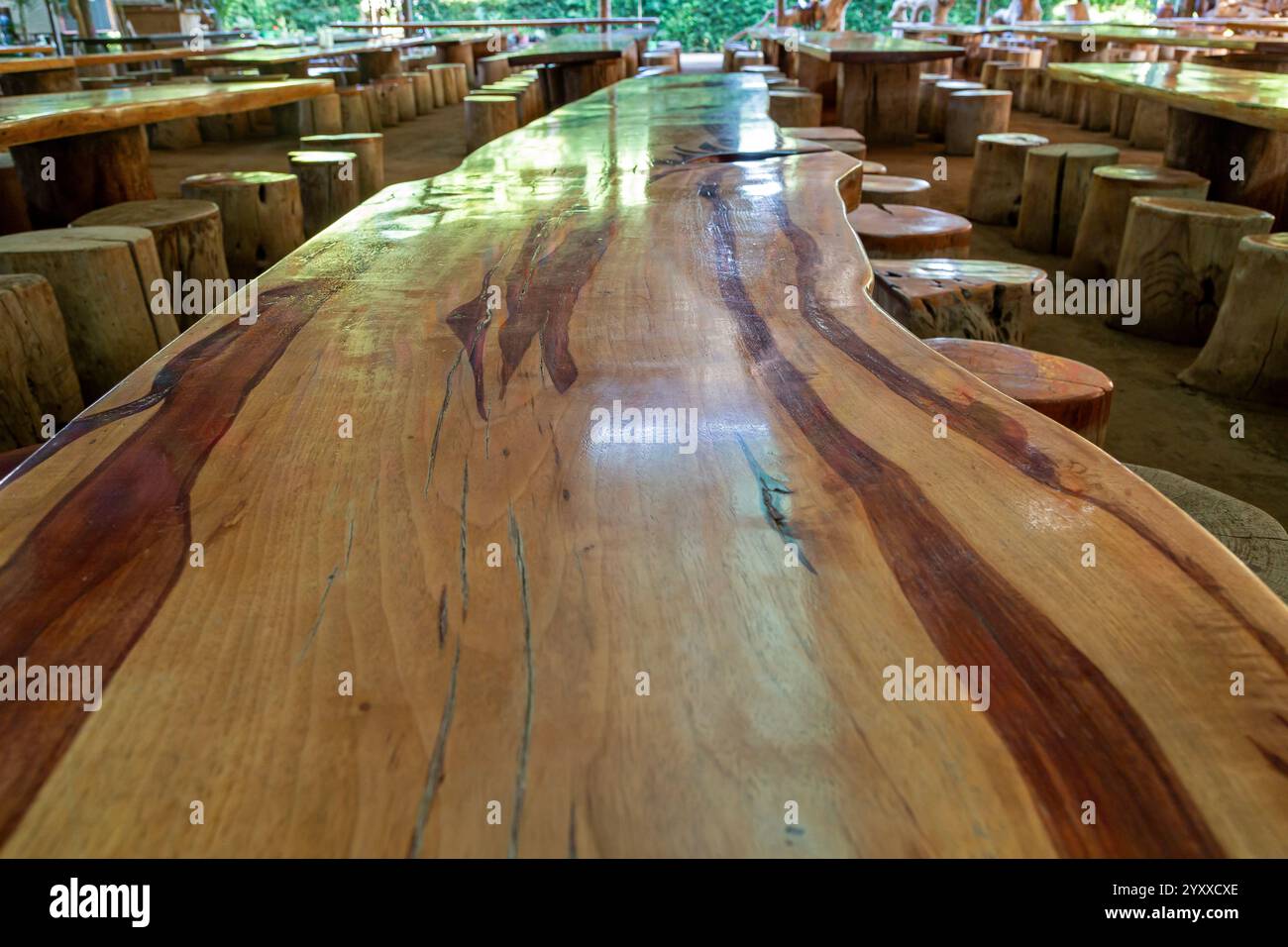 Huge wood tables, Zaachila, Oaxaca, Mexico Stock Photo - Alamy