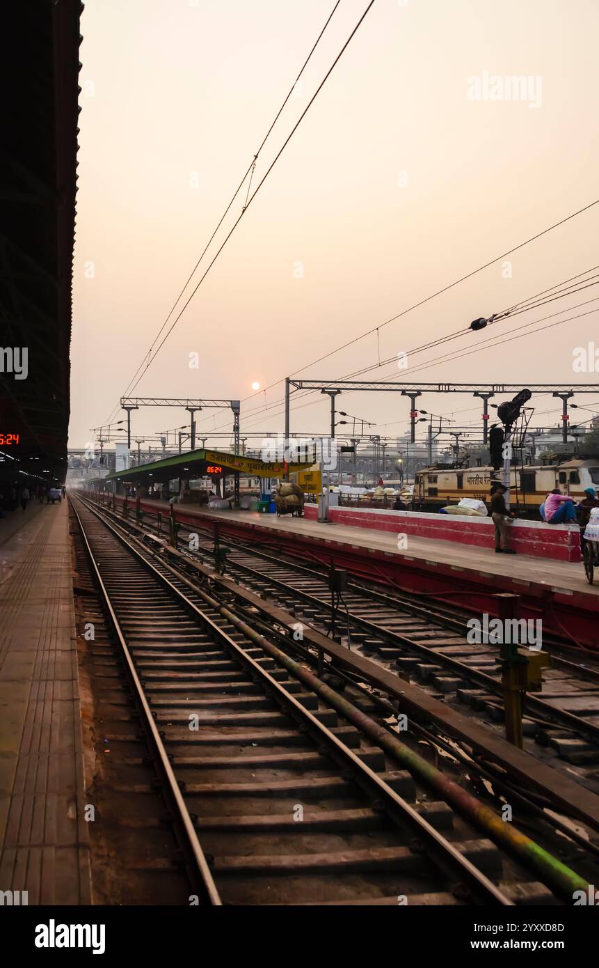 Platform number one of the Guwahati railway station, Assam, India Stock ...