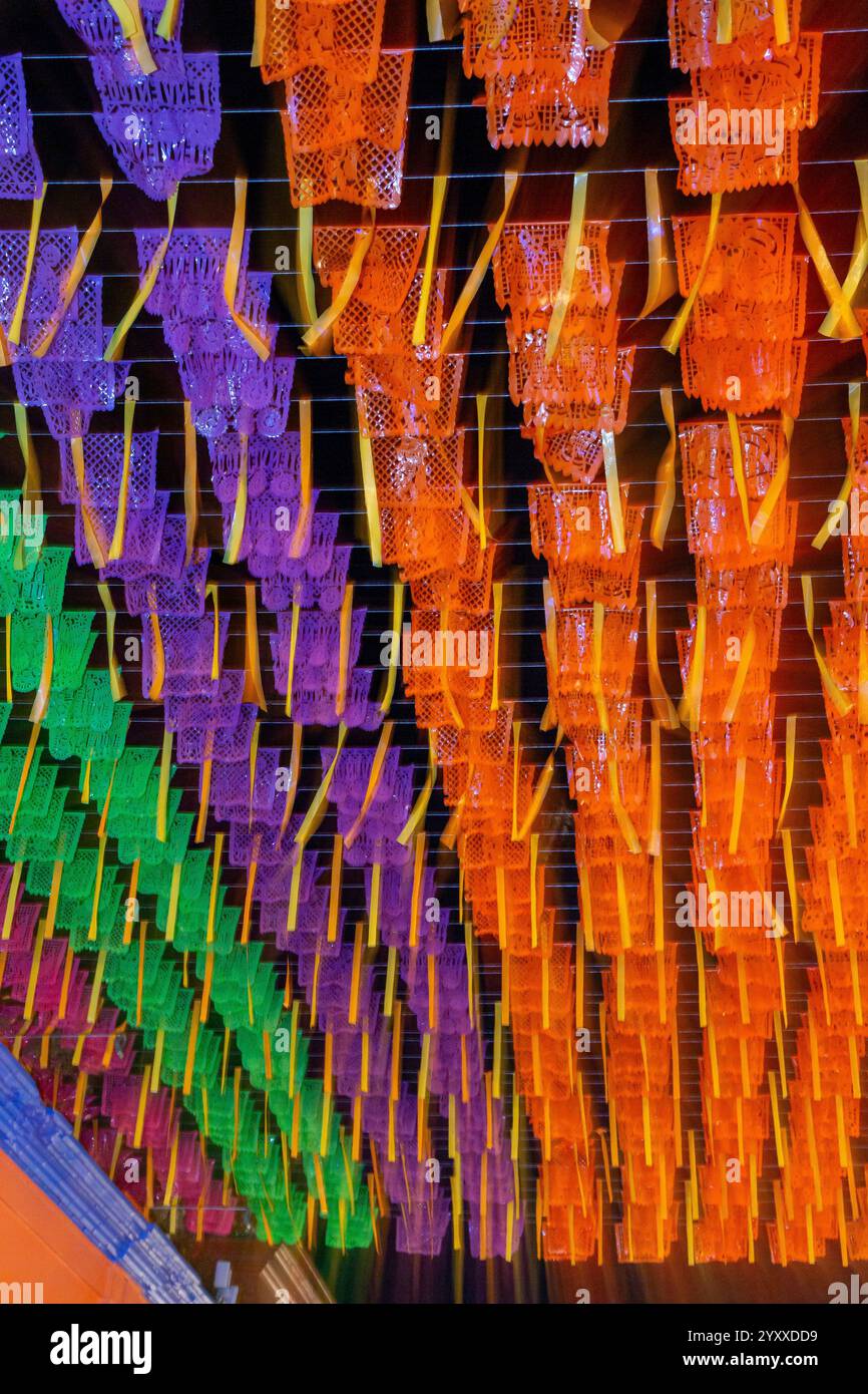 Day of the dead traditional pierced paper flags. Oaxaca, Mexico Stock ...