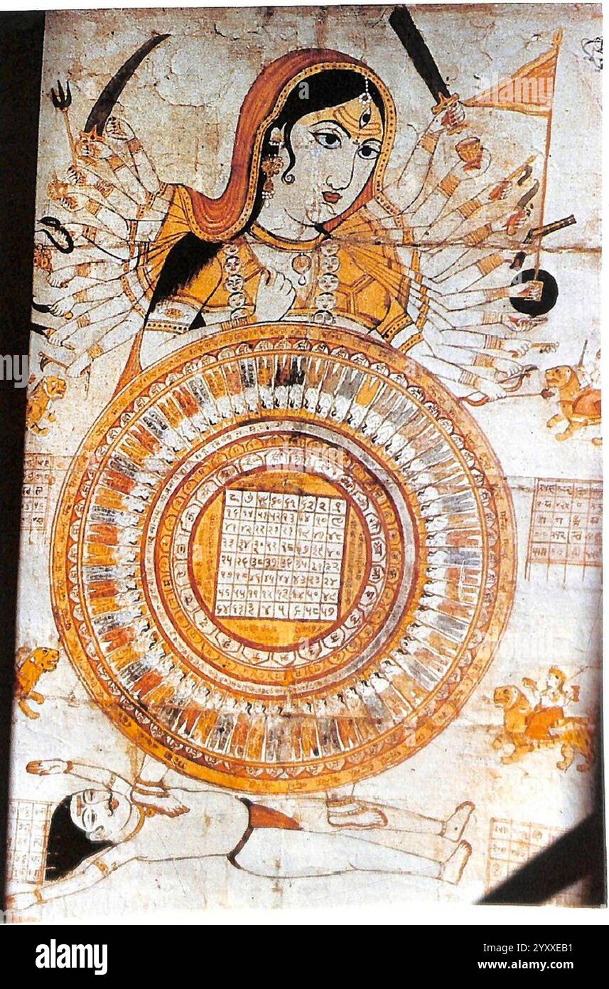 Devi with Yogini Chakra Rajasthan C19th Stock Photo - Alamy