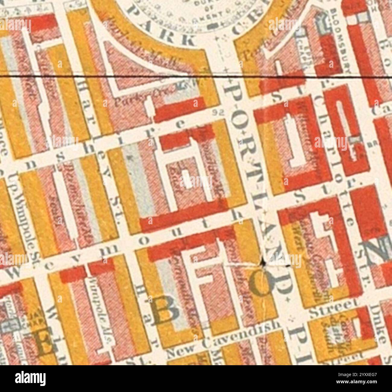 Devonshire Close on Charles Booth's map 1889 Stock Photo - Alamy