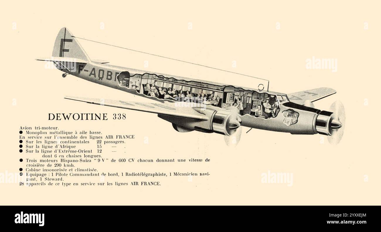 Dewoitine 338-Air France-1939-éclaté Stock Photo - Alamy