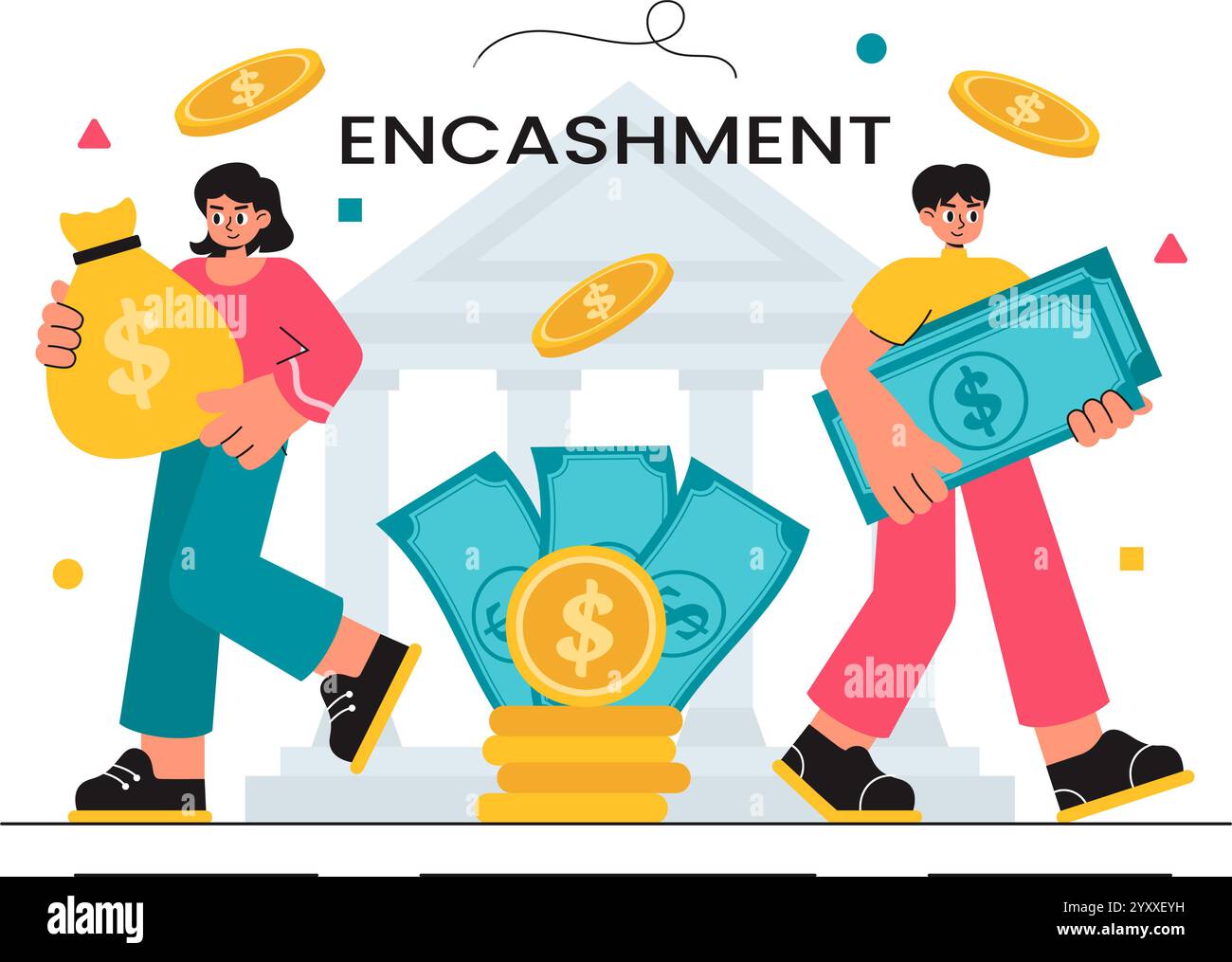Encashment Vector Illustration featuring Employees Receiving Payment or ...