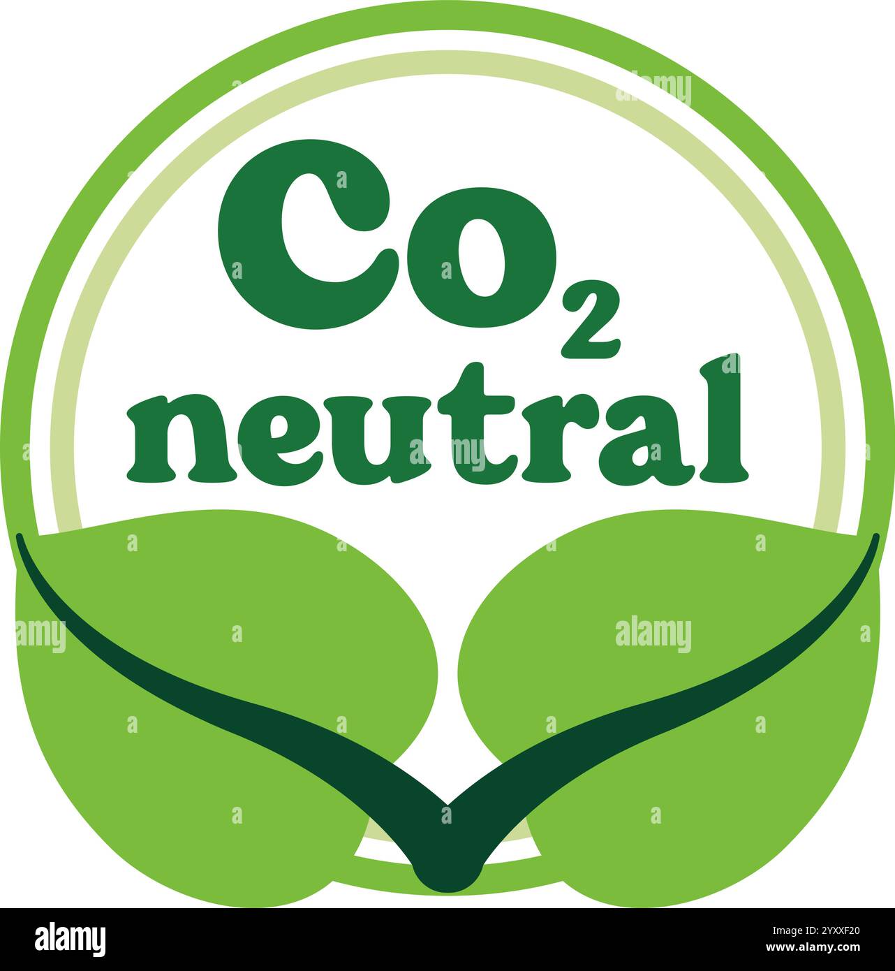 Carbon neutral label logo with two green leaf design and CO2 text ...