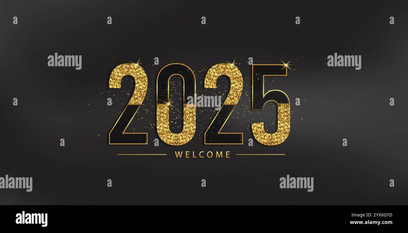 New Year 2025 Glitter Beautiful Bright Design And Black Background ...