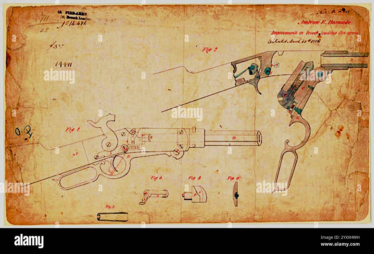 Diagram for Burnside carbine Stock Photo - Alamy