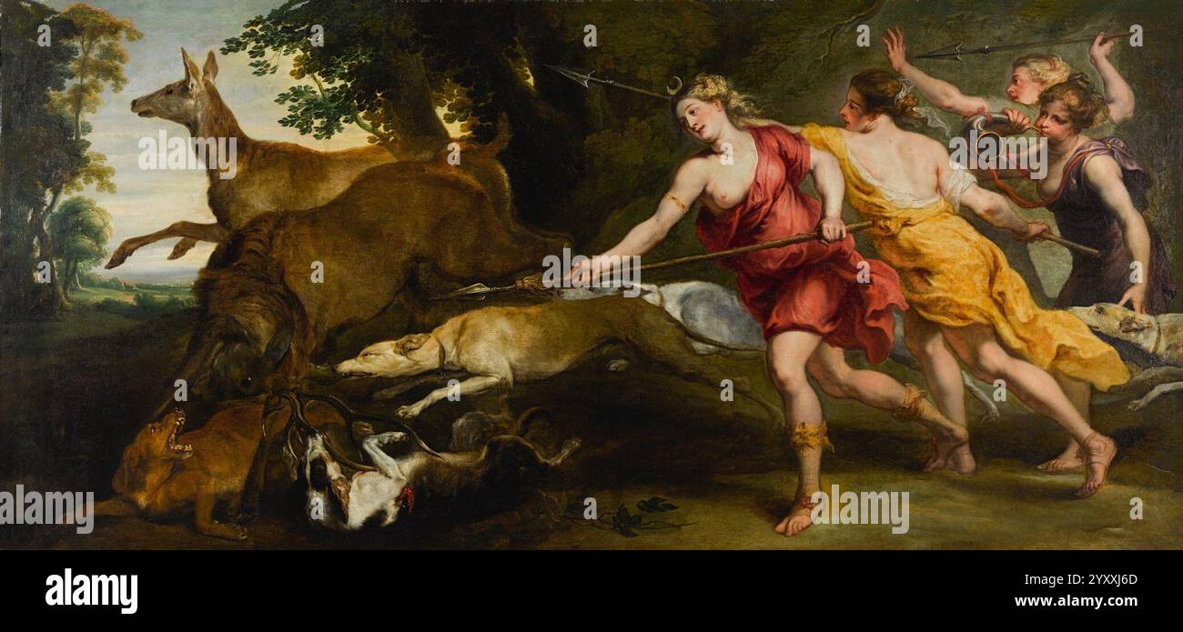 Diana and her nymphs hunting Stock Photo - Alamy