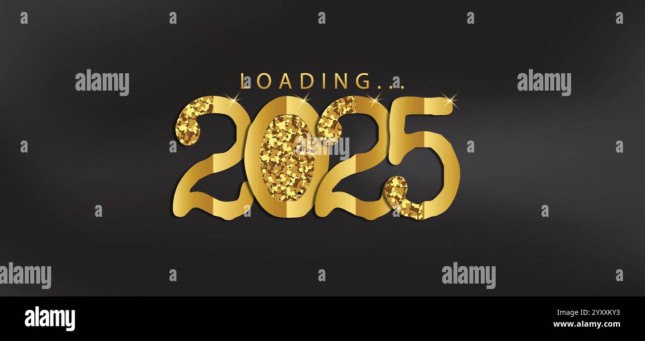 New Year 2025 Glitter Beautiful Bright And Shining Design And Black ...