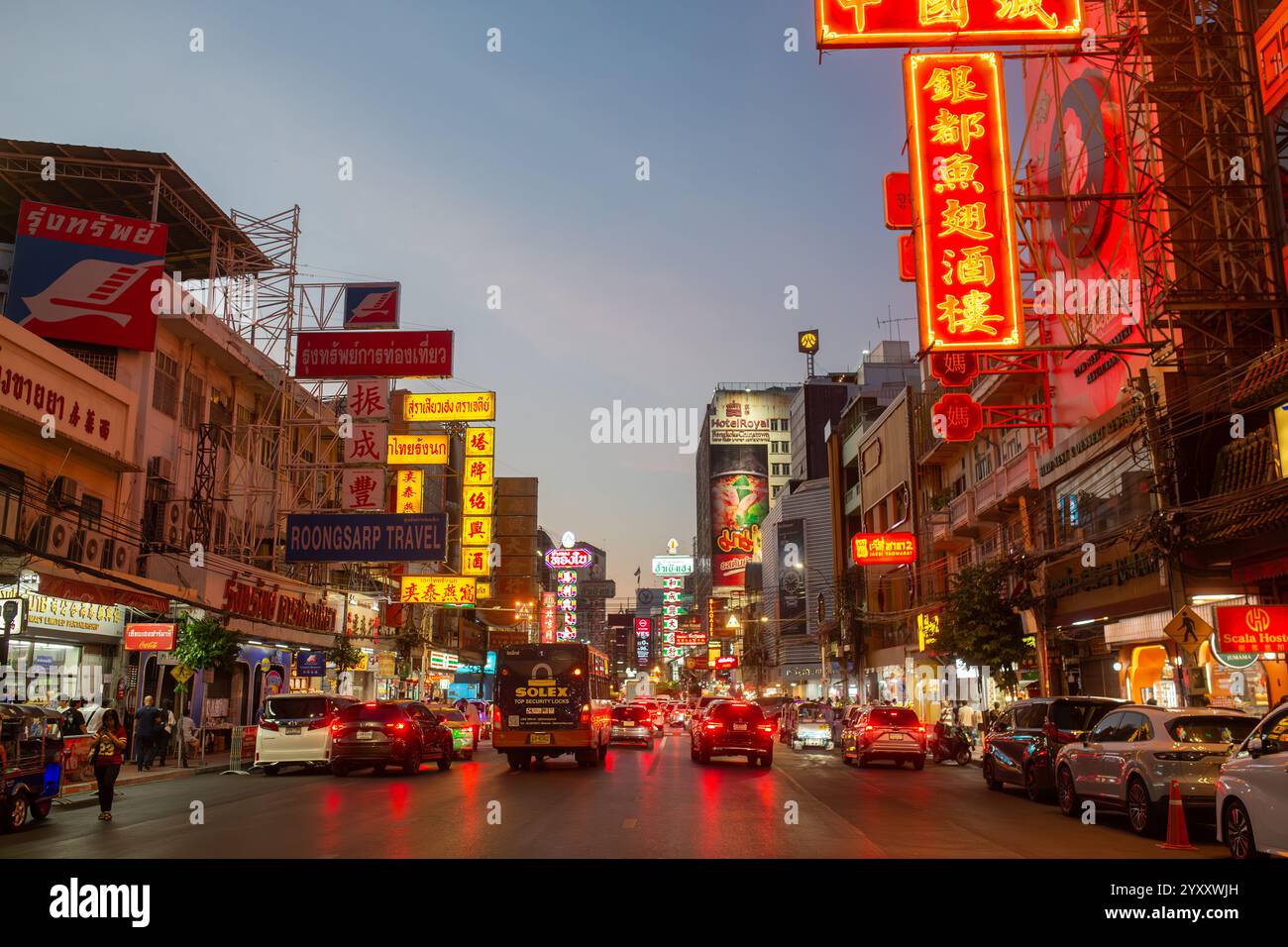 Bangkok, Thailand - December 9, 2024: Night at Yaowarat road, the main street of Chinatown ...