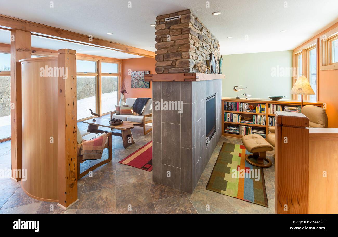 Reclaimed douglas fir wood trim and casework and beams hi-res stock ...