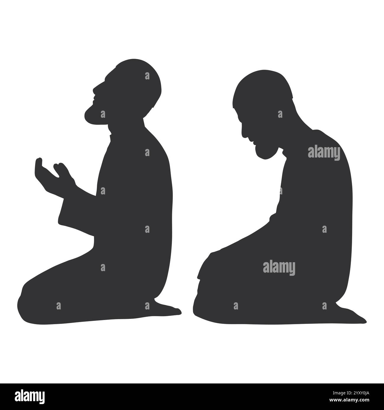 Silhouette of Religious Adult Man Praying. Man Praying Sincerely. Black ...