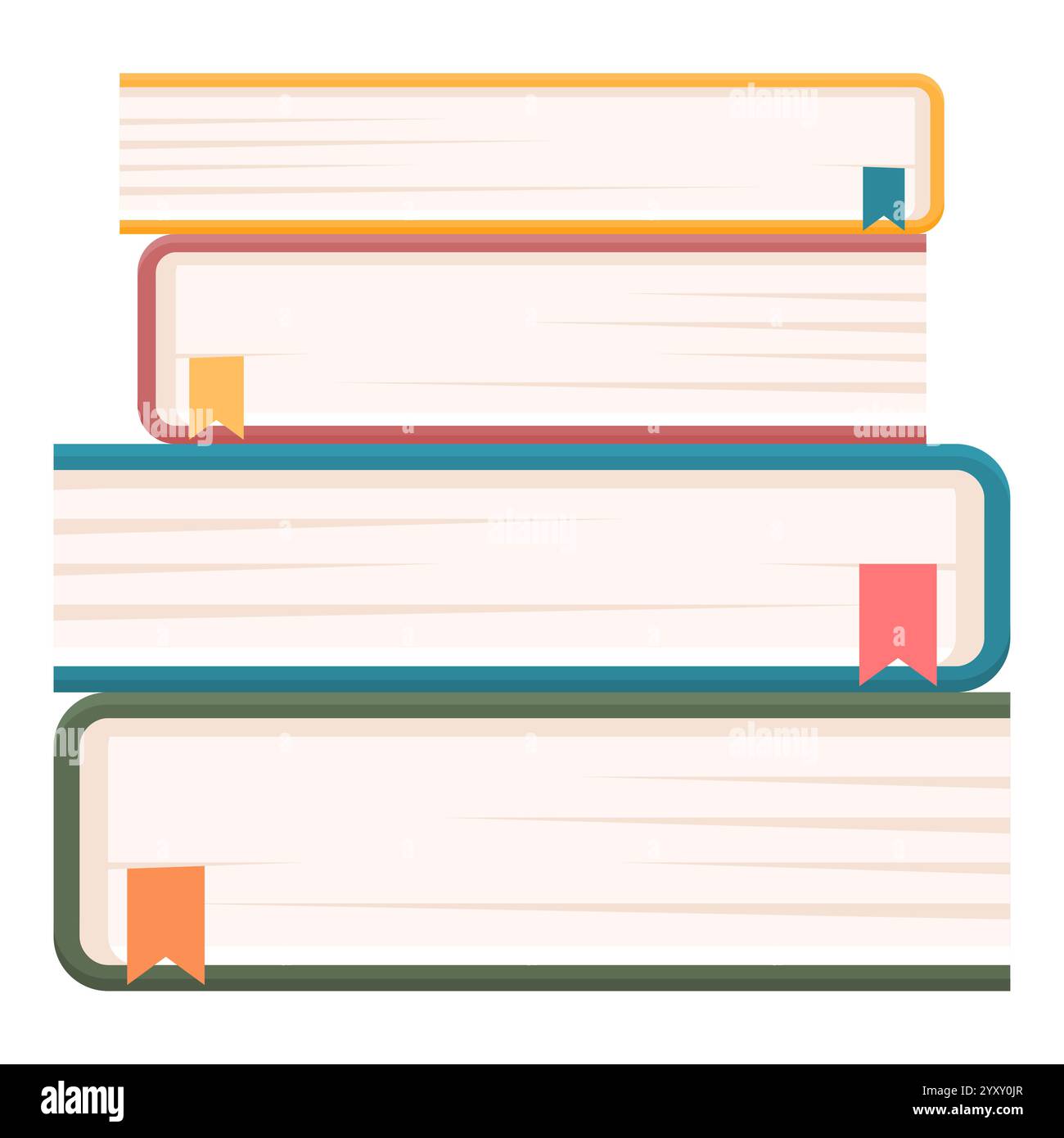 Stack of Educational Books with Bookmarks Vector. Colorful Book Stack ...