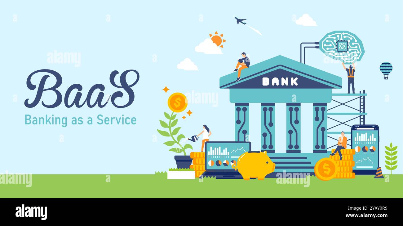 BaaS ( Banking as a Service ) vector banner illustration Stock Vector ...