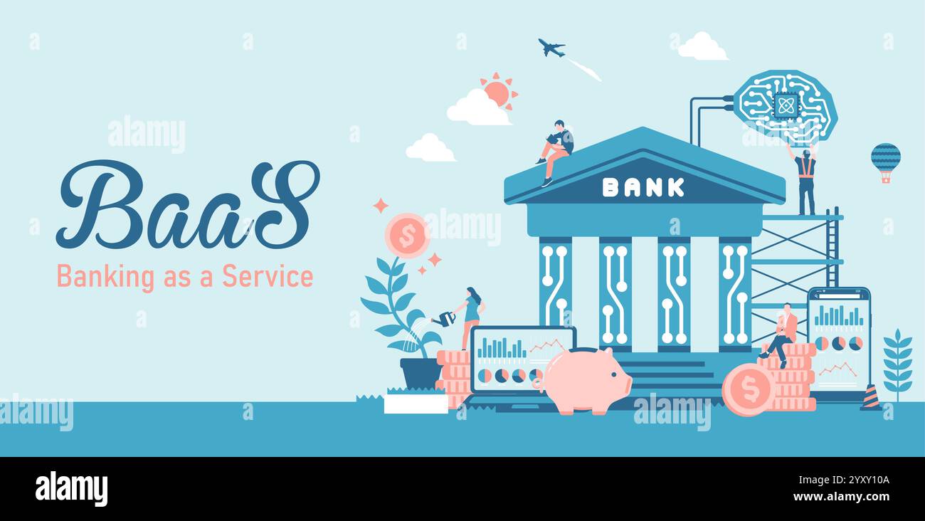 BaaS ( Banking as a Service ) vector banner illustration Stock Vector ...