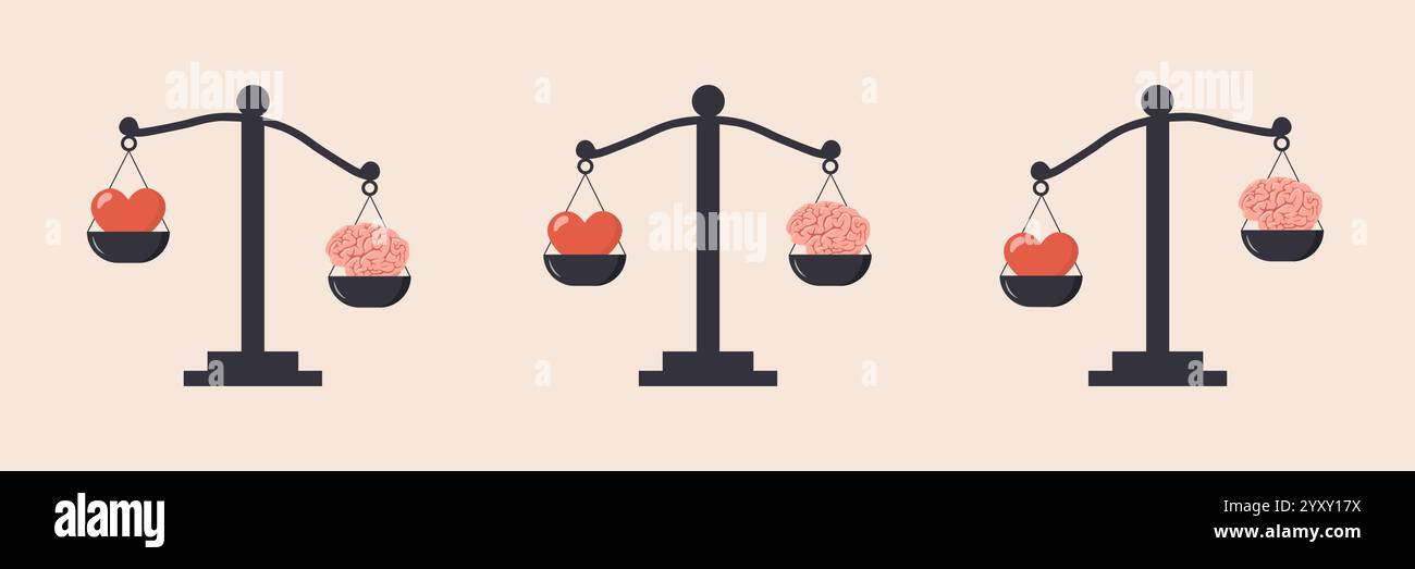 Harmony of Brain and Heart. Mental Health concept. Make decision ...